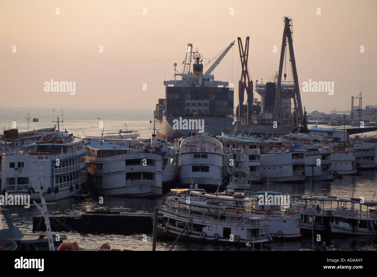 Amazon boats anchoring in floating harbour Manaus Amazonas Brazil Stock ...