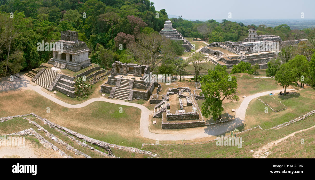 Panorama of Palenque archeological site Mexico Stock Photo - Alamy
