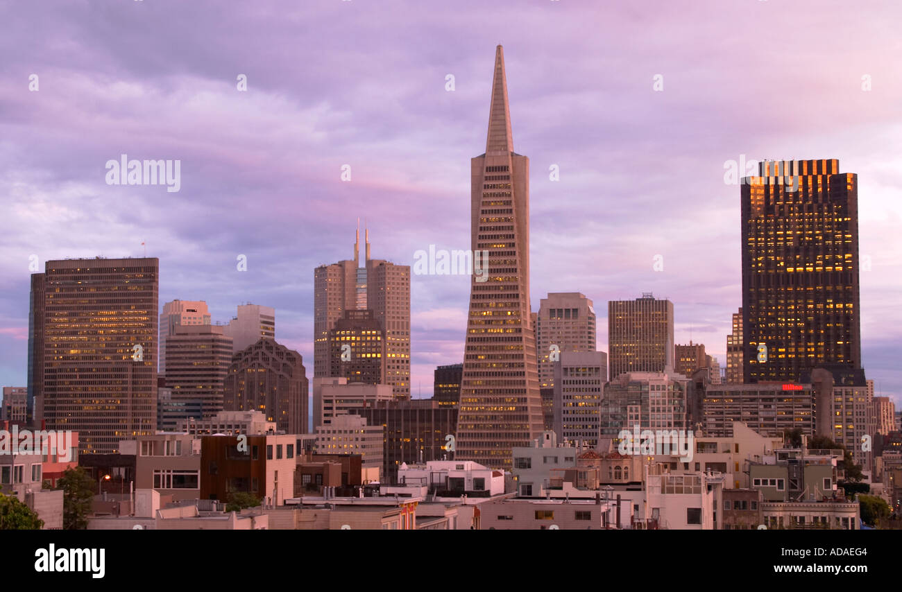 Aerial silhouette downtown skyscrapers san hi-res stock photography and ...