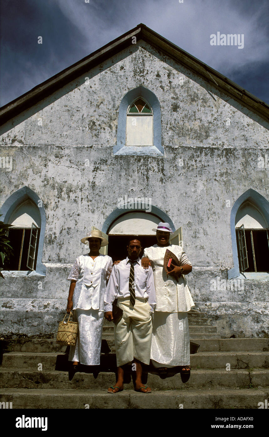 Samoa Samoans dressed up for church on Sunday Stock Photo - Alamy