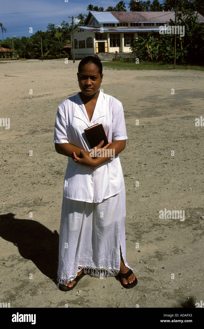 Samoa Samoan woman dressed up for church on Sunday Stock Photo - Alamy