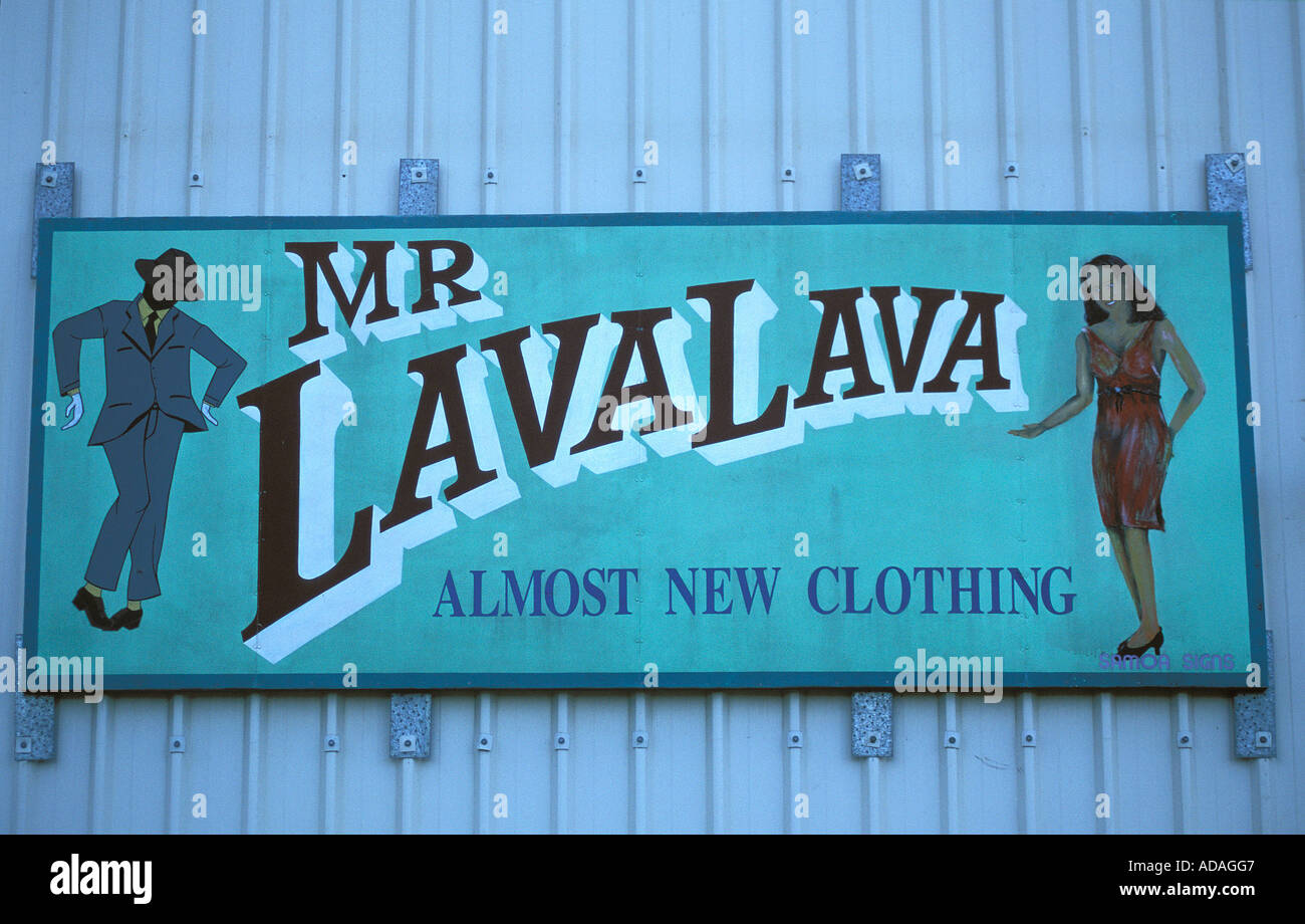 Samoa shop sign for second hand clothing Stock Photo - Alamy