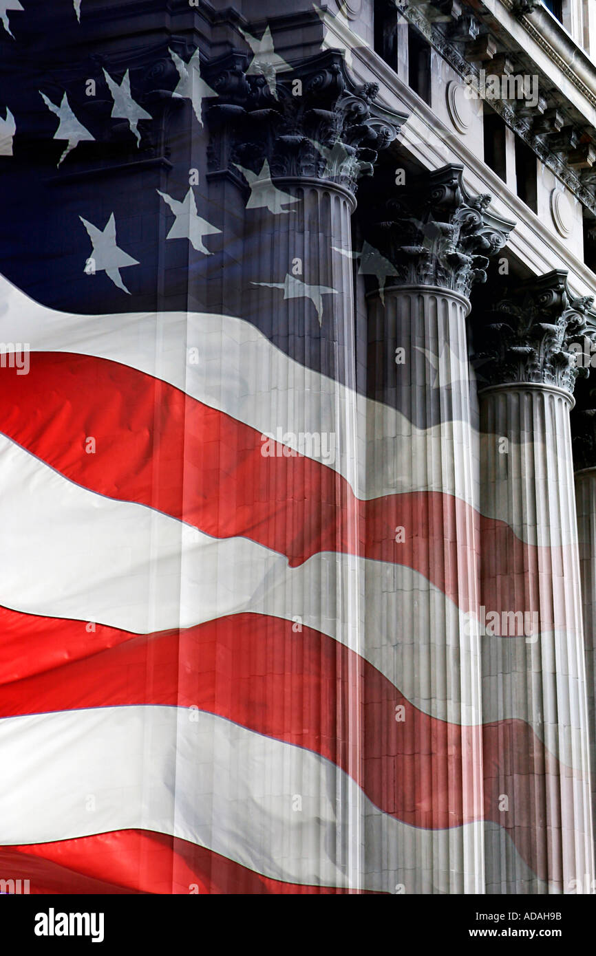 American Flag Waving In The Breeze Romanist Columns Architecture Stock ...