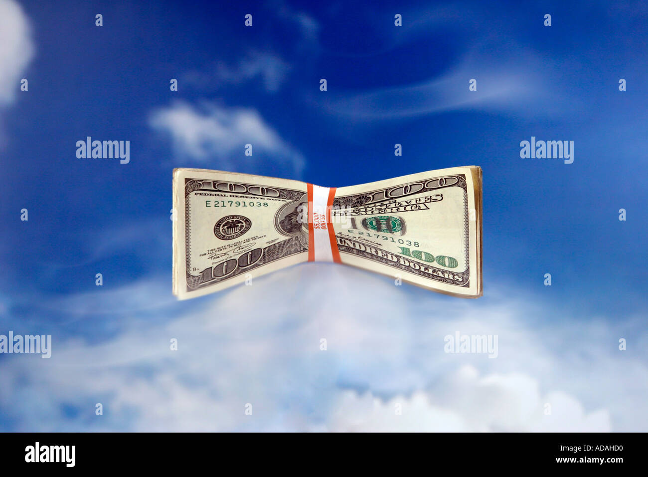 Surreal Abstract Art Floating Money Concepts and Symbols Stock Photo ...