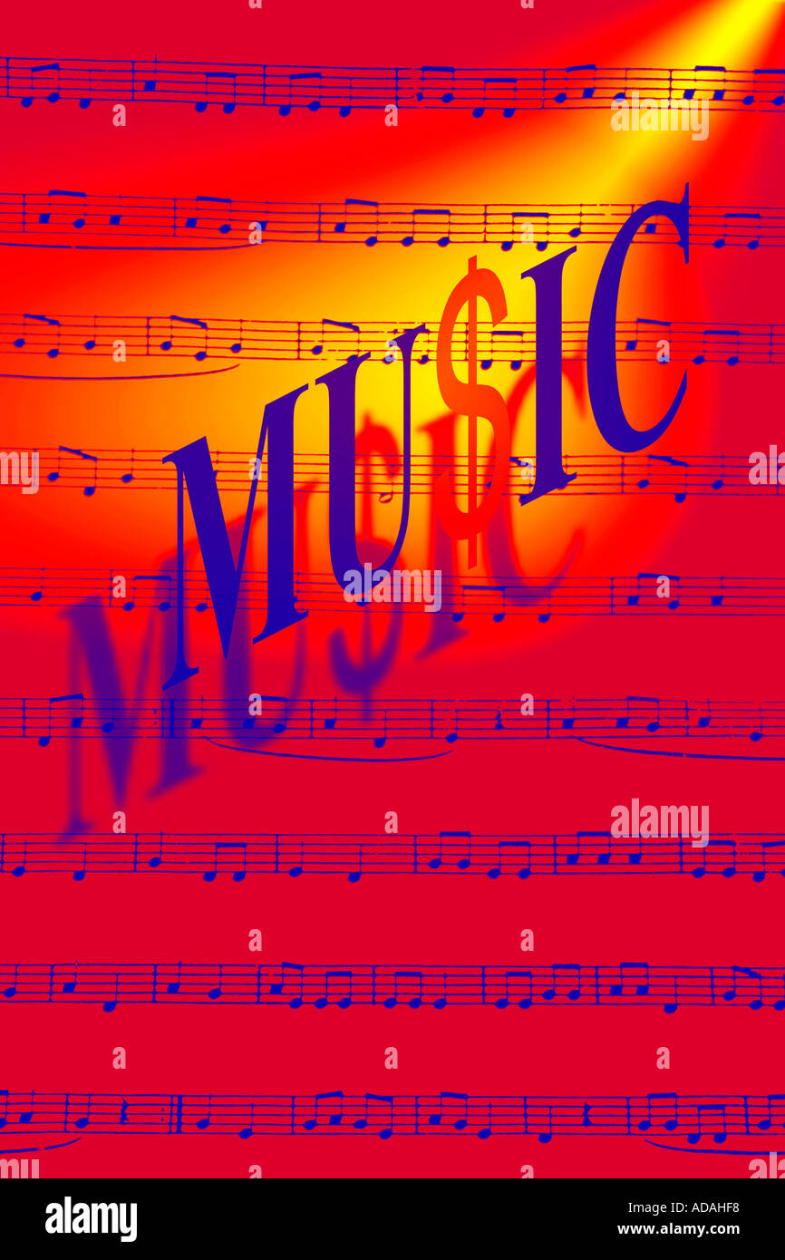 Symbolic Cost of Music Money Sign Sheet Music Stock Photo - Alamy