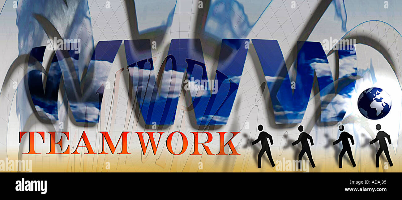 Teamwork World Wide Web People Concepts and Symbols Stock Photo - Alamy