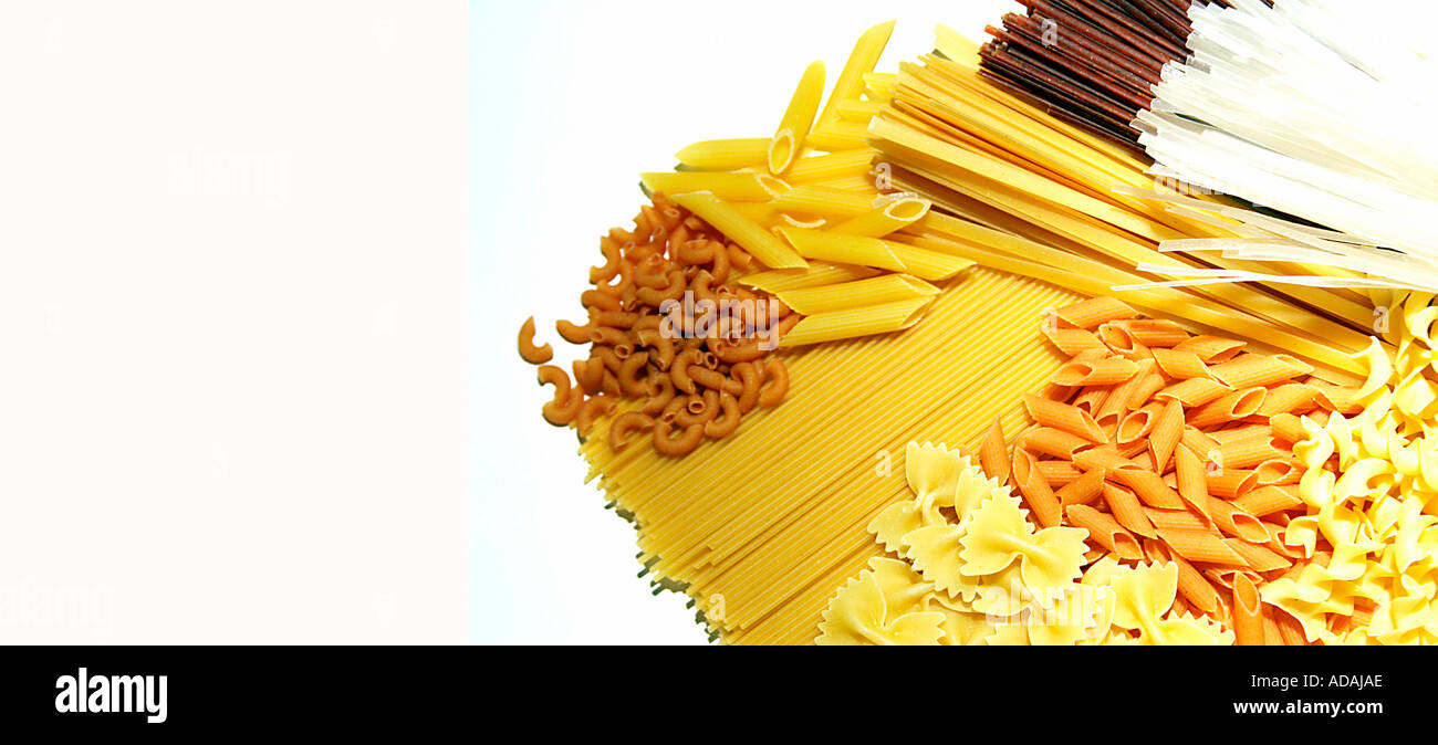 Pasta Collage Dried Noodles Food Offset to the Right Stock Photo - Alamy