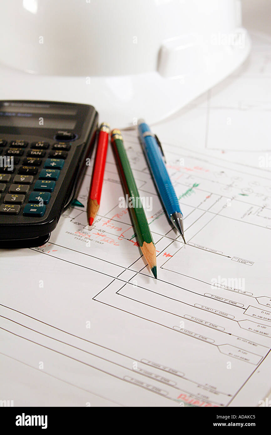 Chemical Plant and Piping and Instrument Diagram Engineers Tools Stock ...
