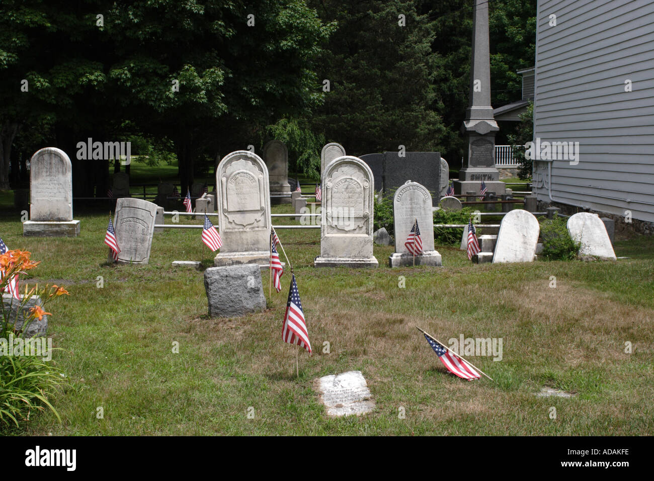 Flag draped cemetery Stock Photo - Alamy
