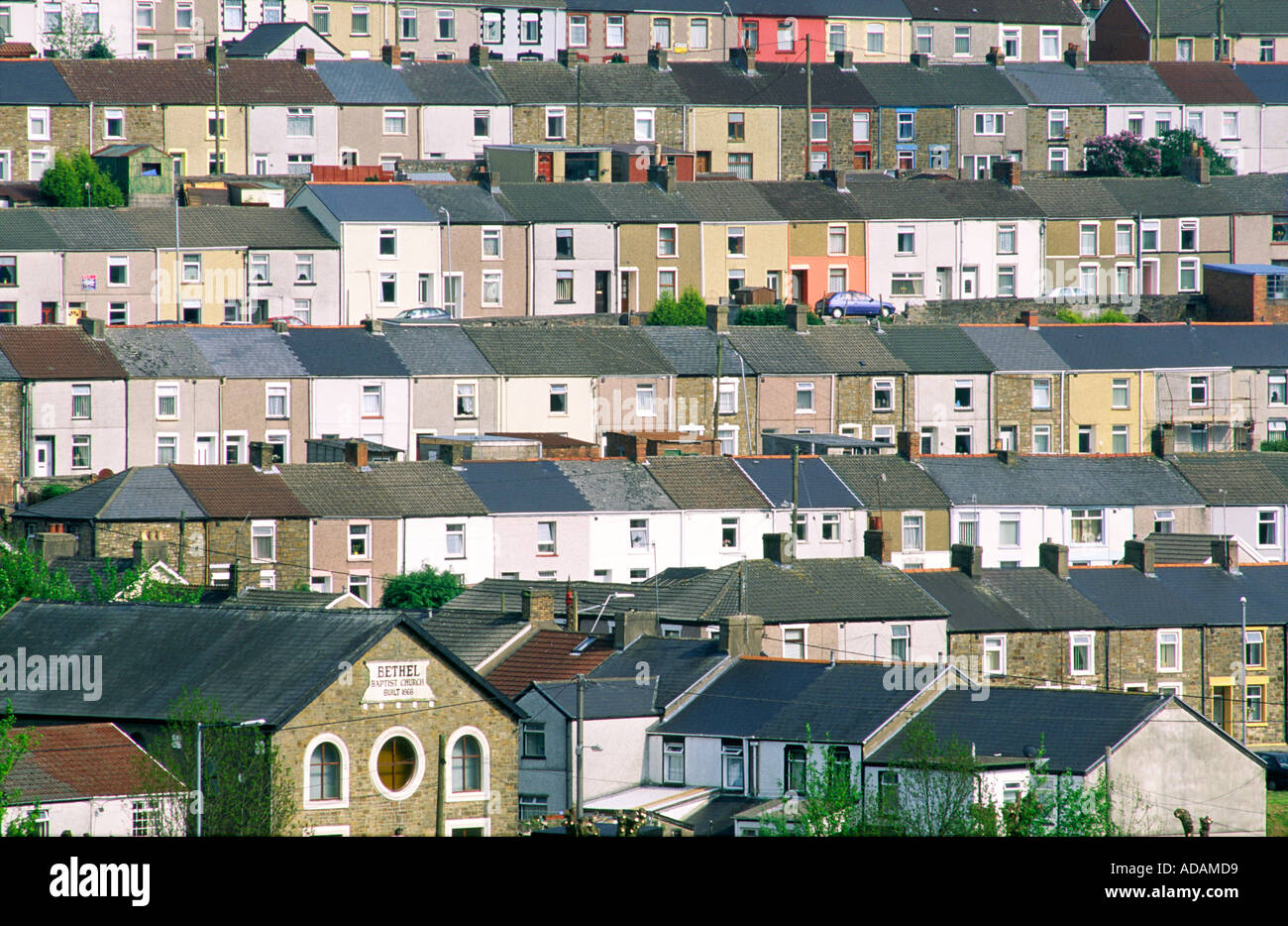 Tredegar town village coal mining community terraced houses and Bethel ...