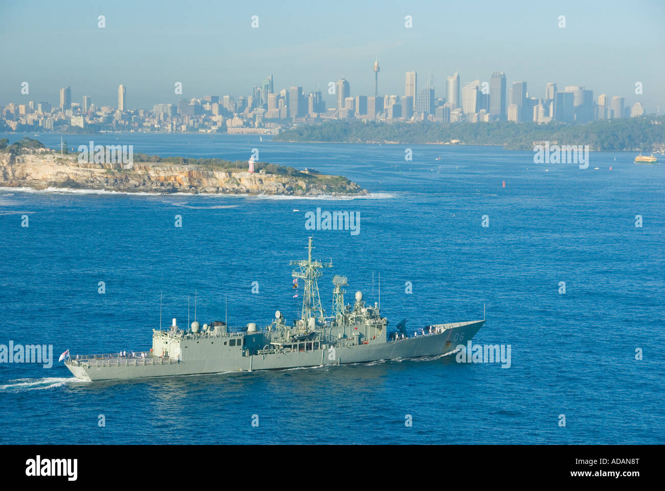 The Royal Australian Navy ship 05 entering Sydney Harbour through the ...