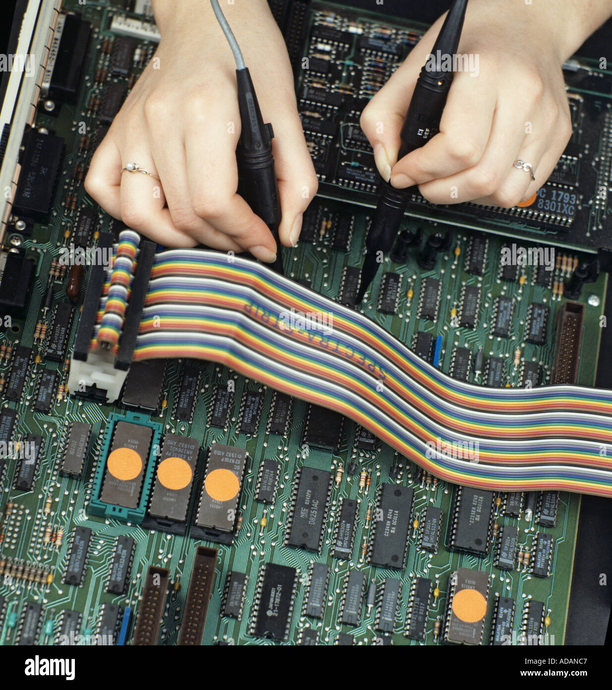 Testing a computer circuit board before final assembly Stock Photo - Alamy