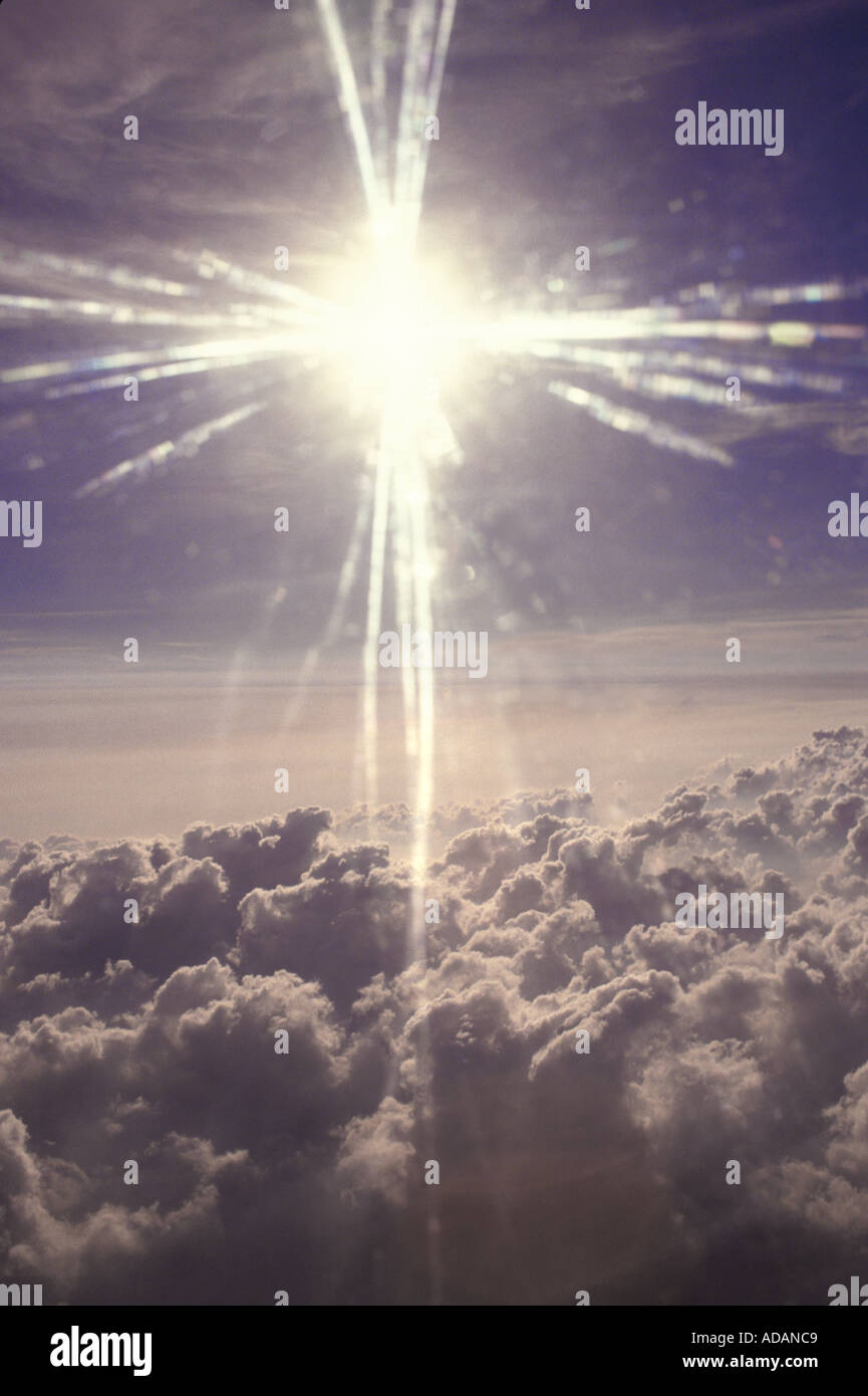 White cross with gleaming sun hi-res stock photography and images - Alamy