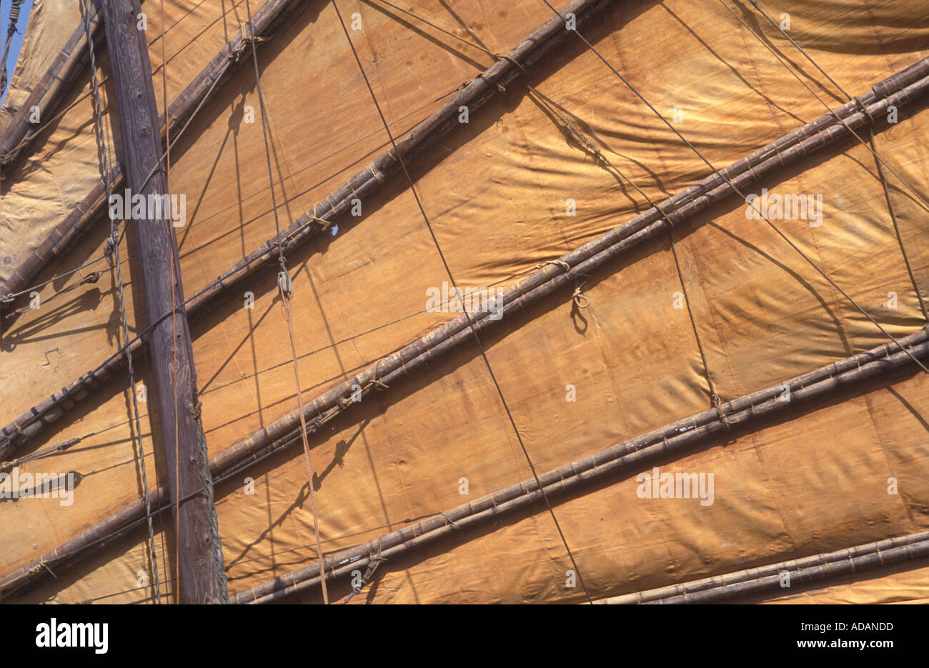 Hong Kong Junk Sail Detail Stock Photo - Alamy