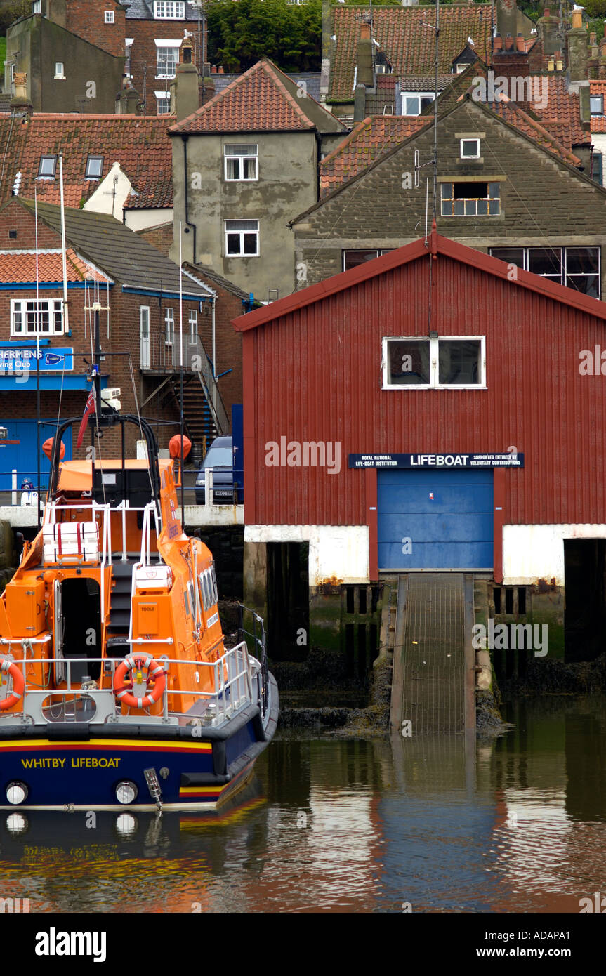 Lifeboat house at Whitby marina West Yorkshire England Stock Photo - Alamy