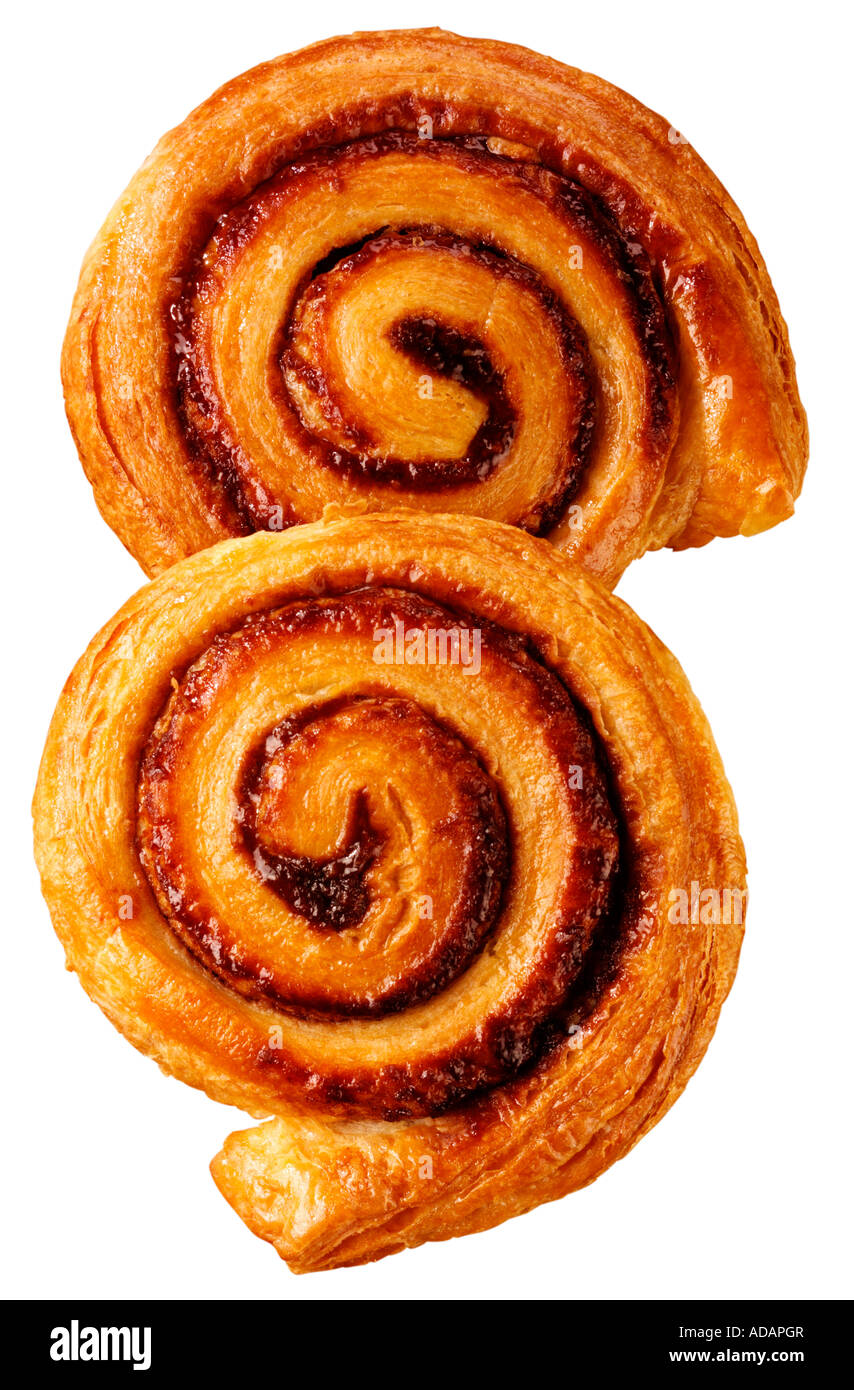 CINNAMON WHIRL PASTRIES CUT OUT Stock Photo - Alamy