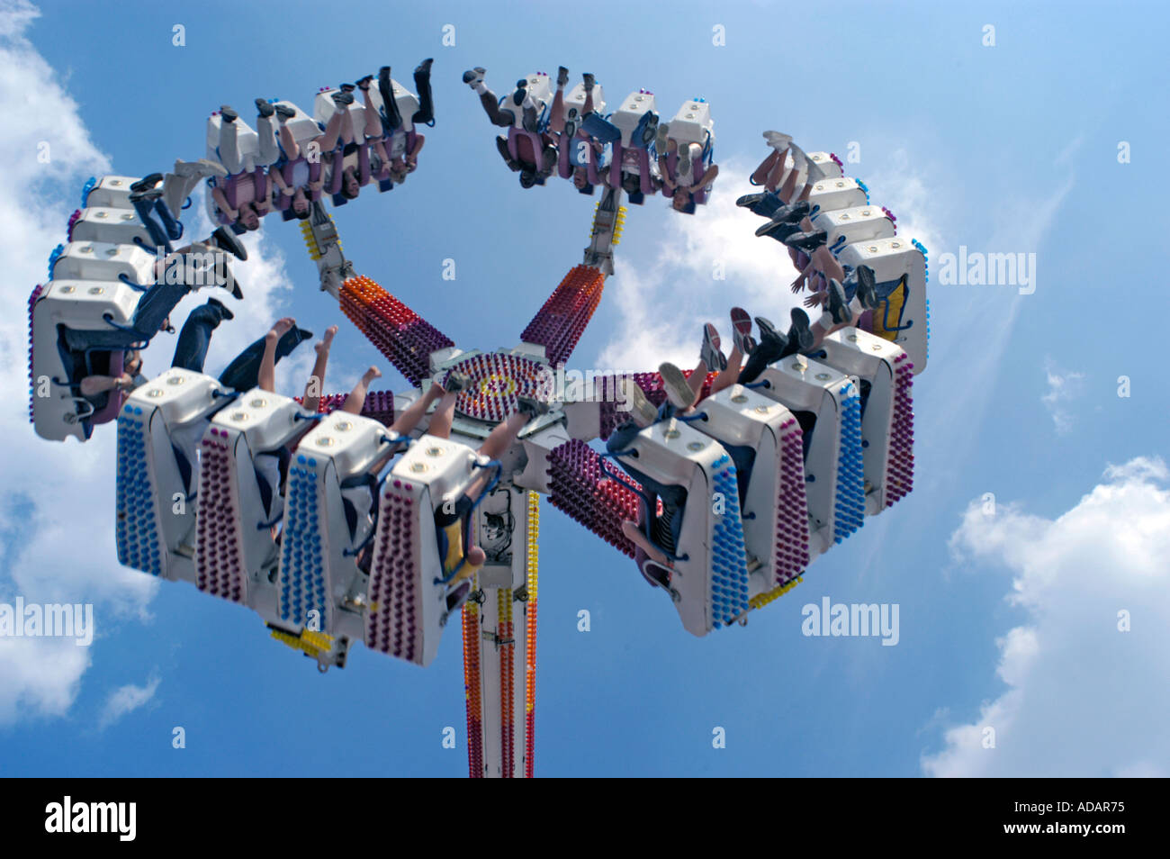 Real People on local carnival rides for fun during summer vacations at ...