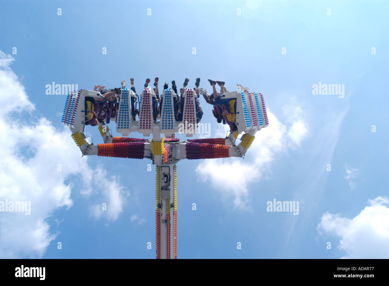 Real People on local carnival rides for fun during summer vacations at ...
