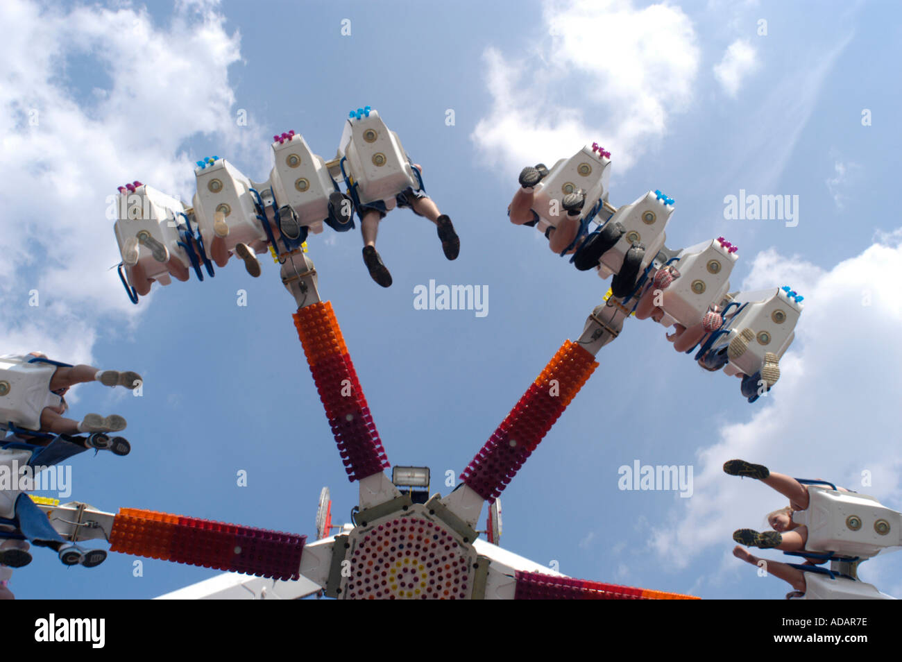 Real People on local carnival rides for fun during summer vacations at ...