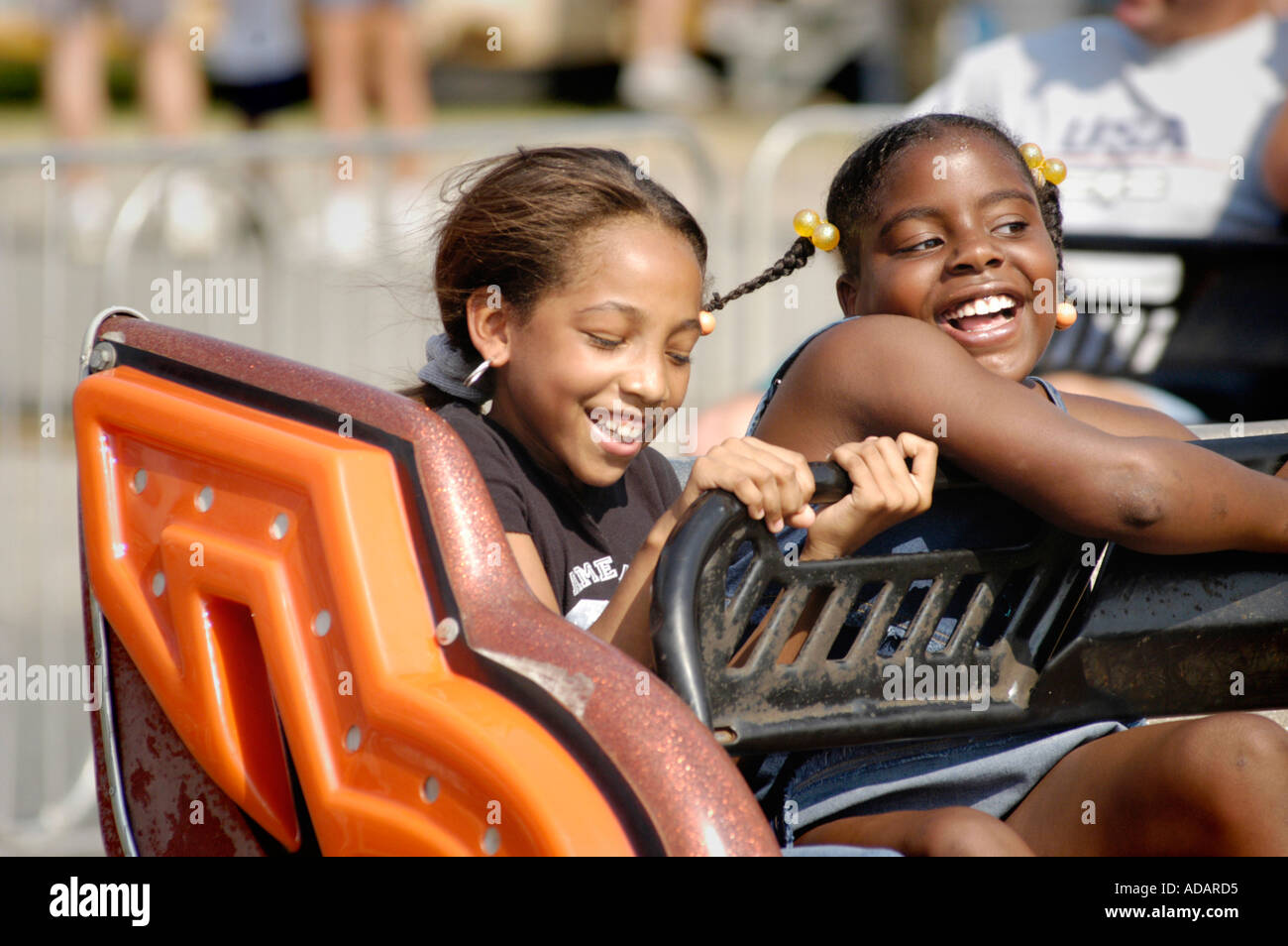 Real People on local carnival rides for fun during summer vacations at ...