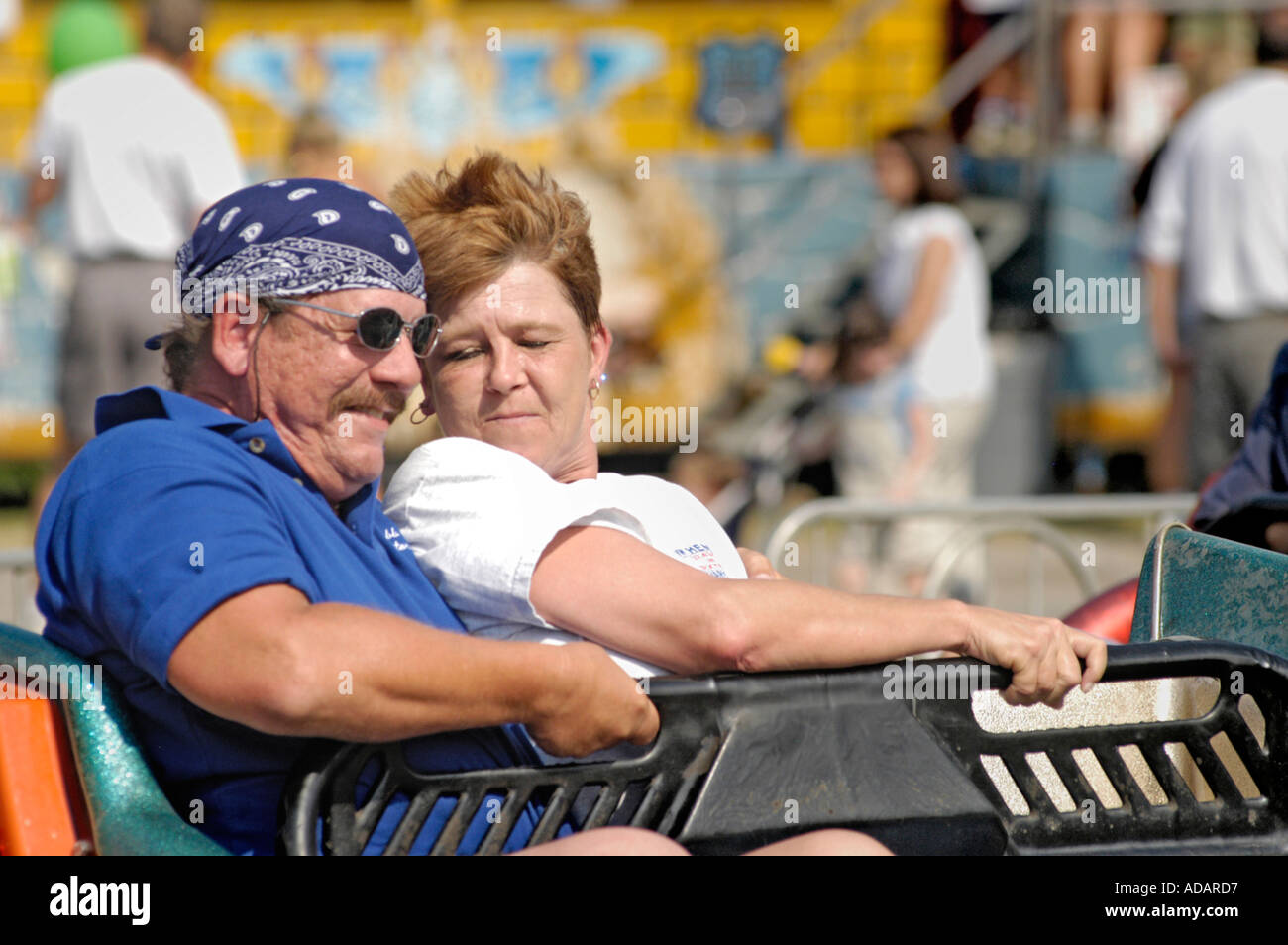Real People on local carnival rides for fun during summer vacations at ...