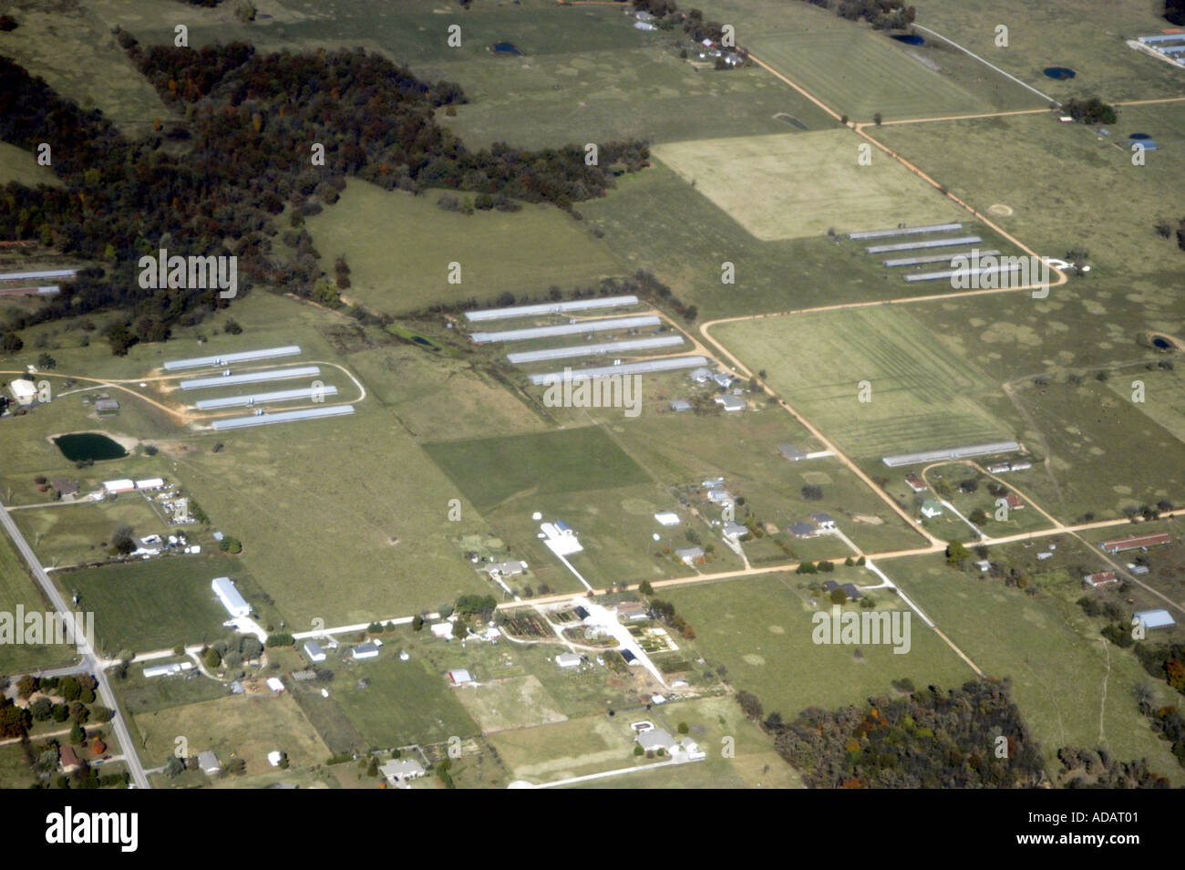 Aerial view of commercial chicken farm Northwest Arkansas USA Stock ...