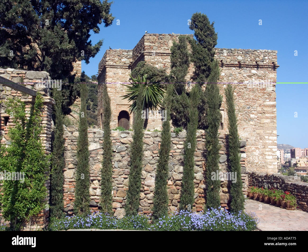 Moorish Tower La Alcazaba Malaga City Stock Photo - Alamy