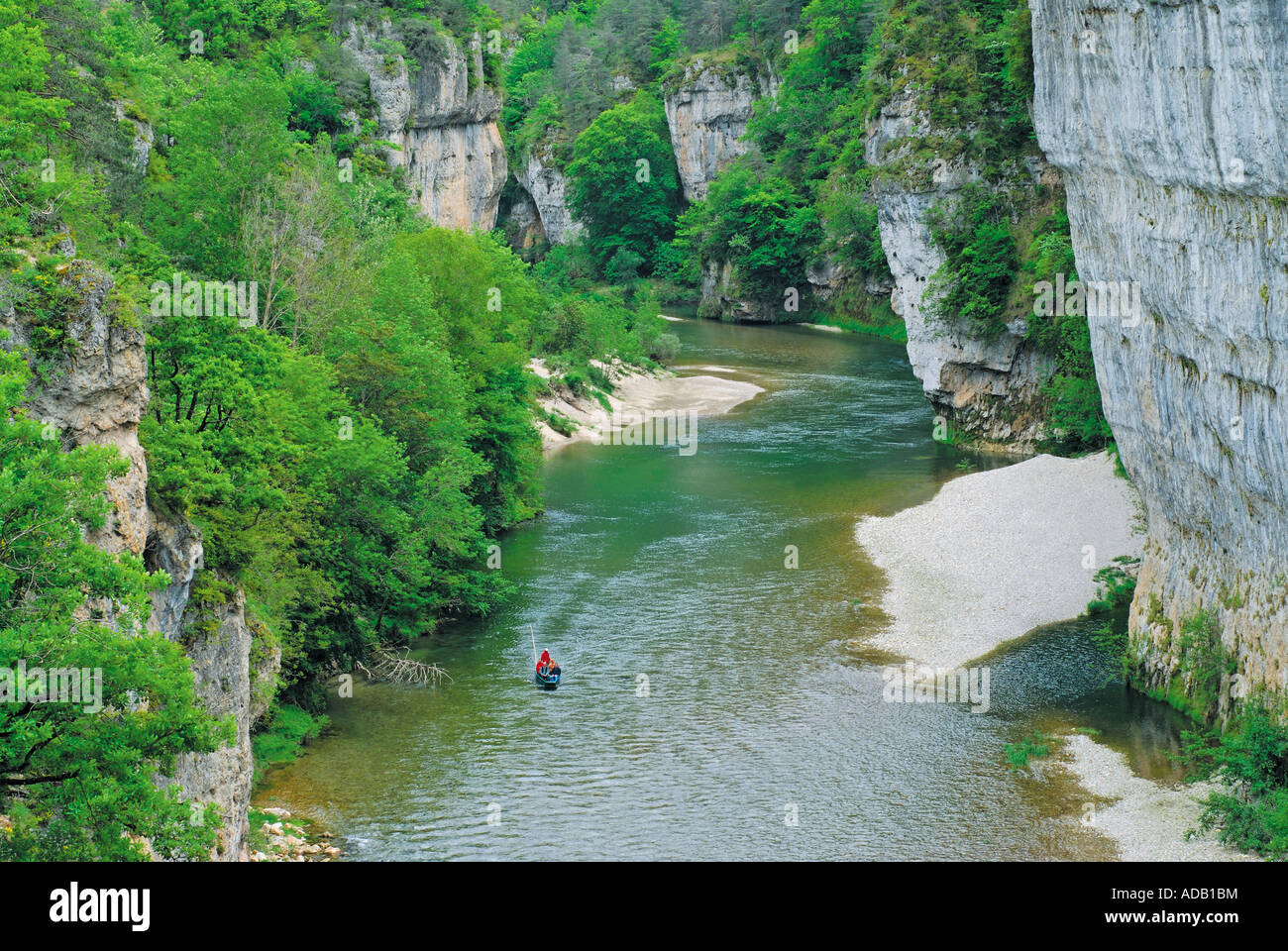 Boat trip on the river Tarn, Gorges du Tarn, Millau, Midi-Pyrenees ...
