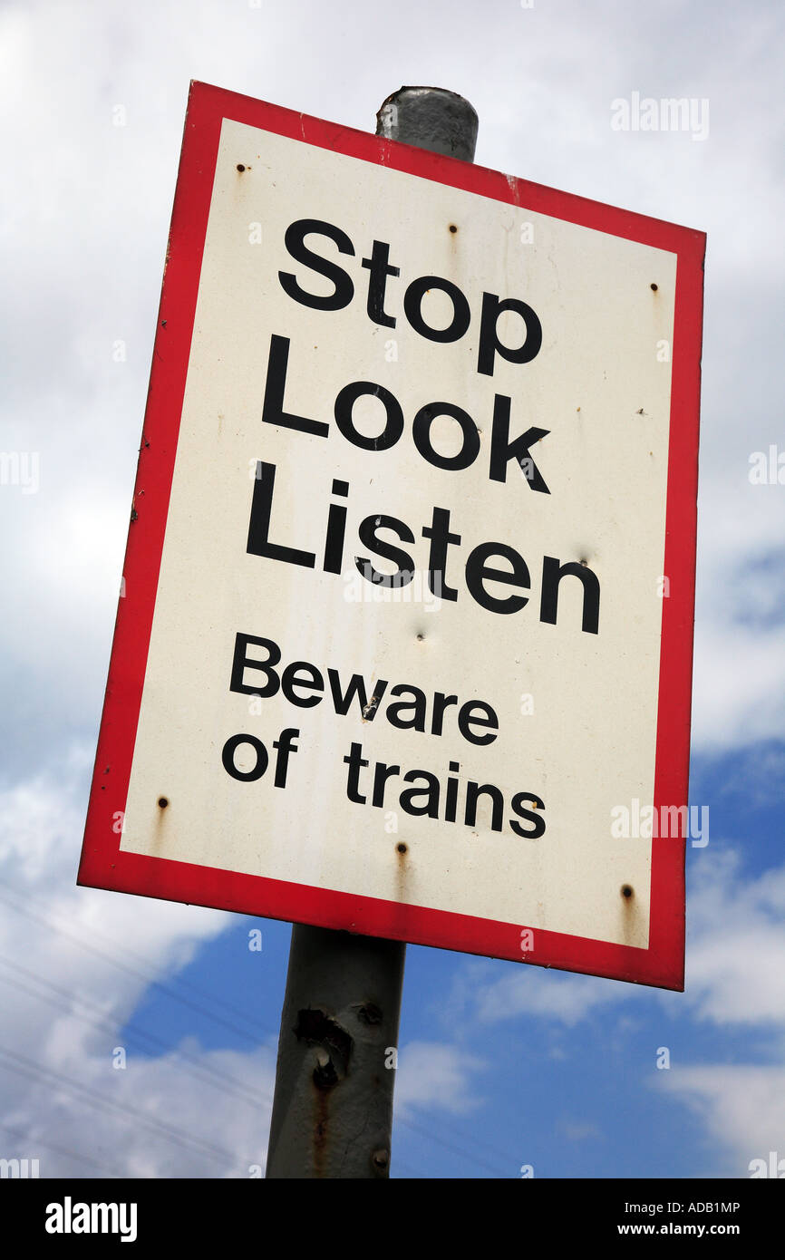 Train Crossing Sign Stock Photo - Alamy