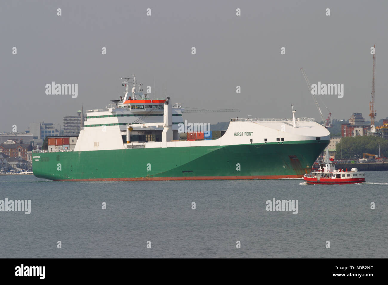 Large commercial container ship leaving Southampton docks entering ...