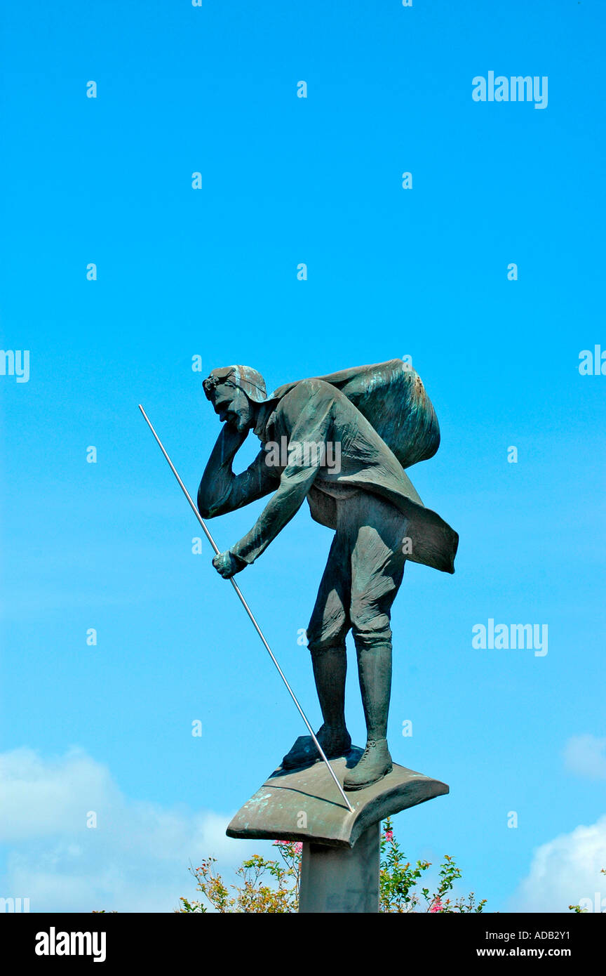 Statue where Charles A Lindbergh made his first ever solo flight Stock ...