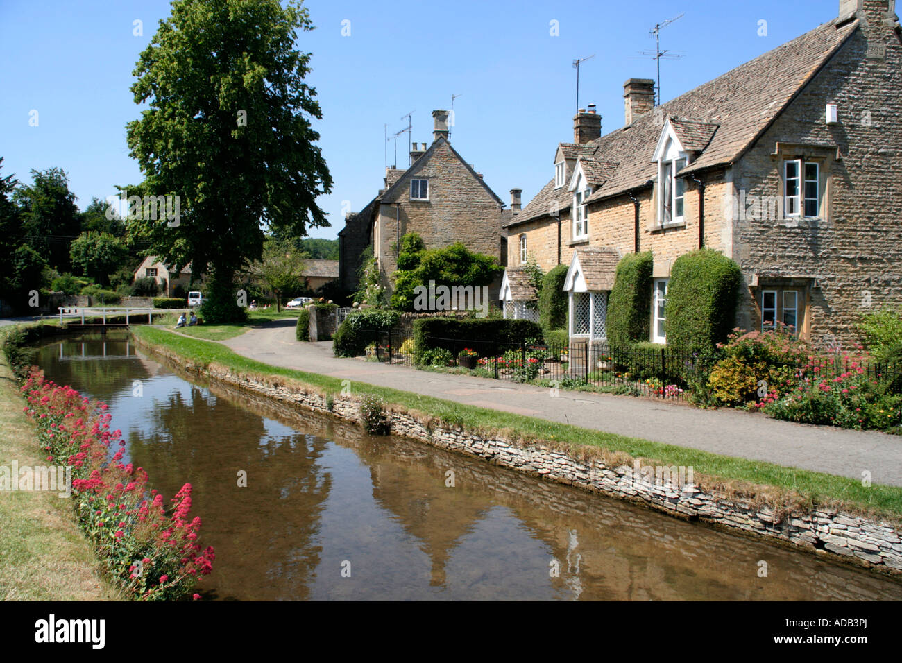 Lower Slaughter quaint village by stream cotswolds england uk gb Stock ...