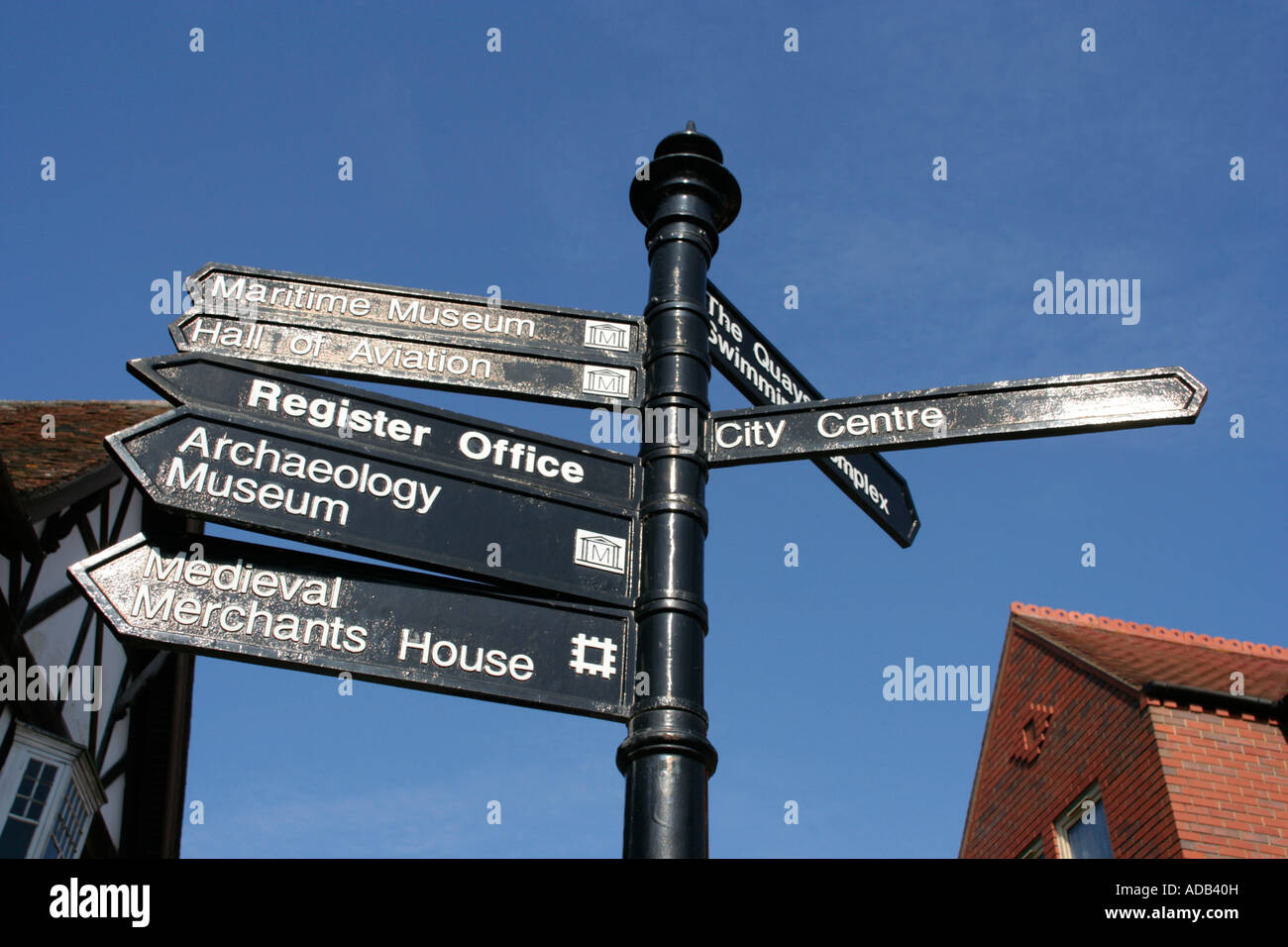 southampton city centre attractions signpost hampshire england uk gb ...