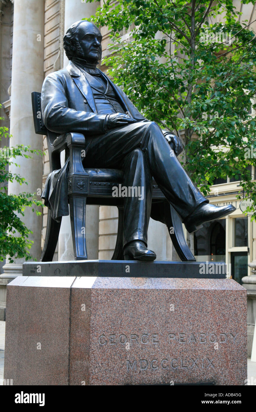 george peabody bronze statue city of london england uk gb Stock Photo ...