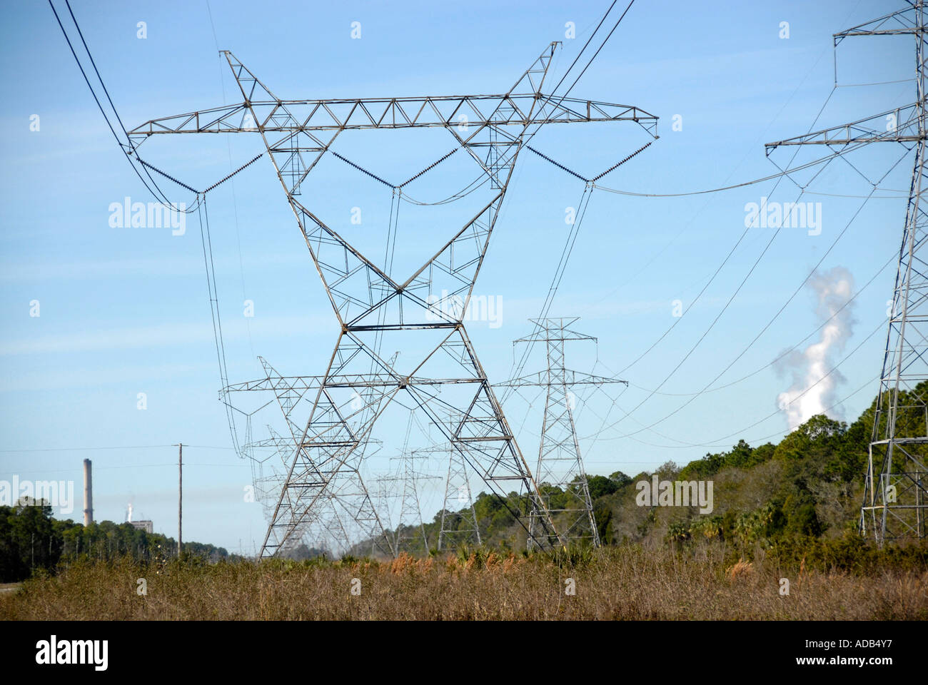 Electrical power lines from a nuclear power plant Tampa Florida FL ...