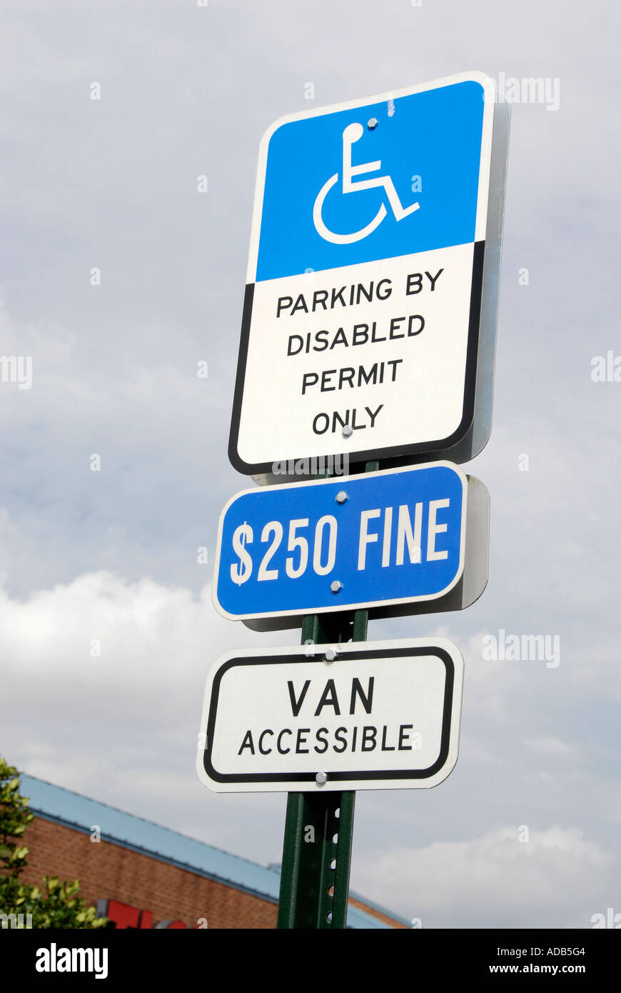 Parking by disabled permit only sign for handicapped drivers Stock ...