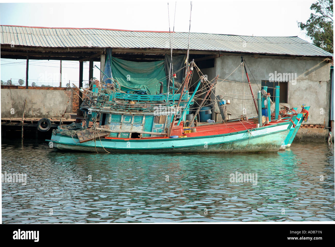 Fishing boat in Kampot, Cambodia Stock Photo - Alamy