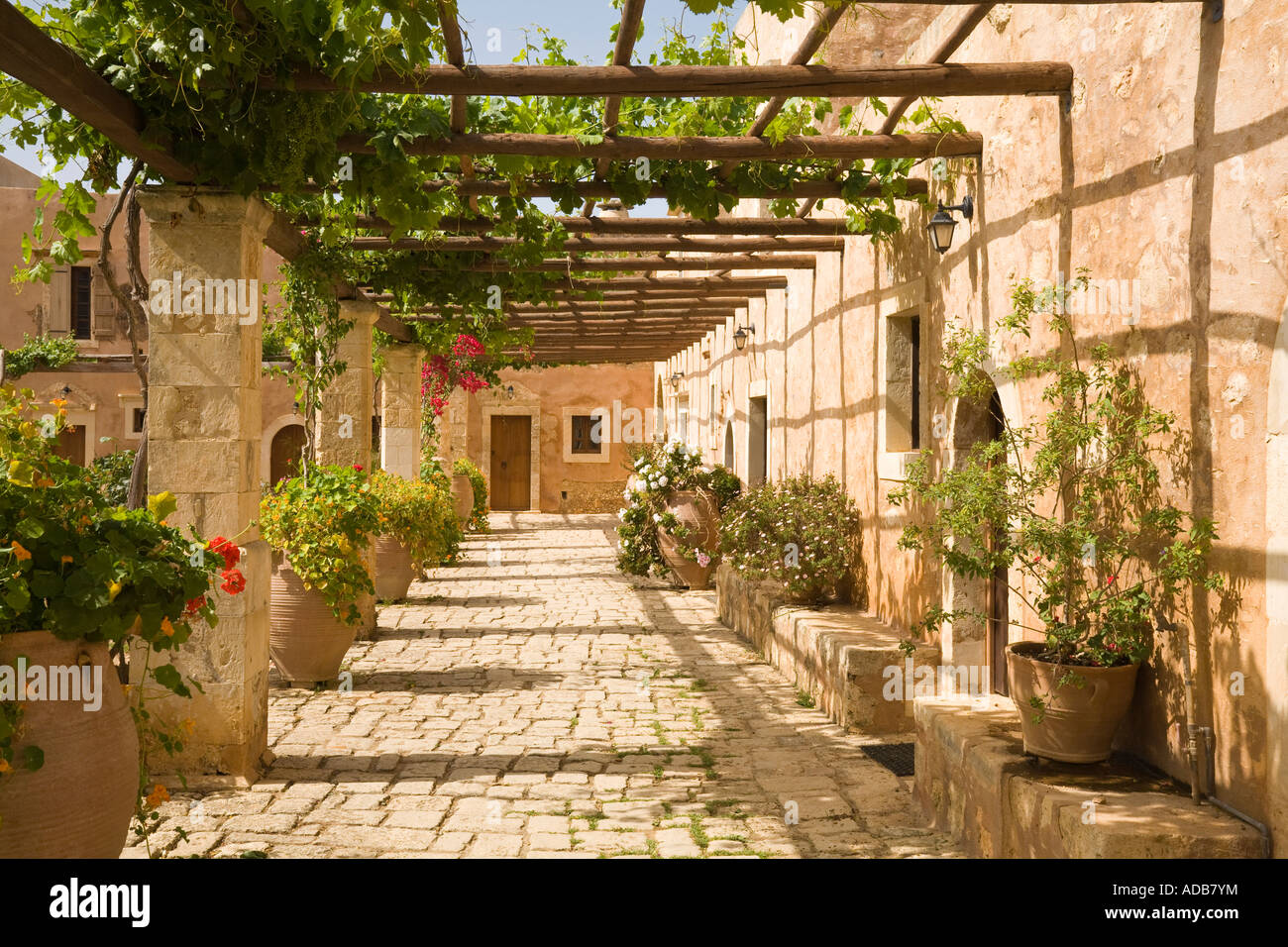 A pergola path in the Arkadi monastery / Crete / Greece Stock Photo - Alamy