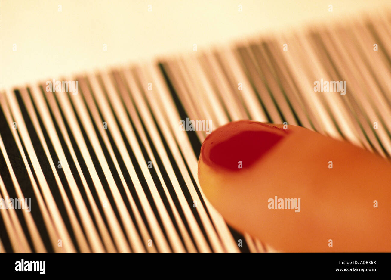 Finger on Bar Code Stock Photo - Alamy