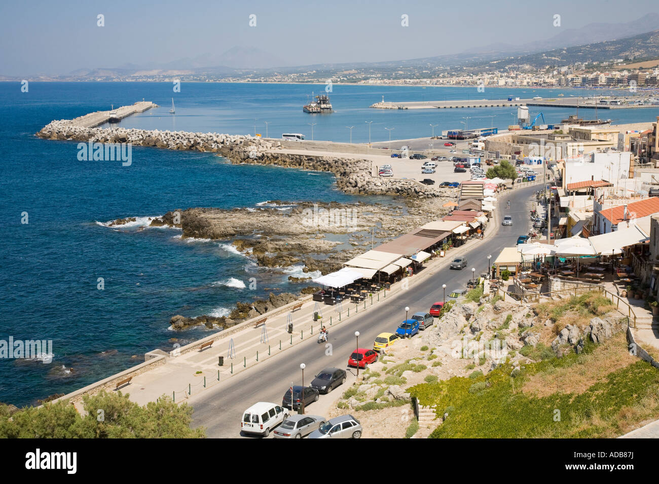 Harbour and waterside promenade of Rethymnon / Crete / Greece Stock ...