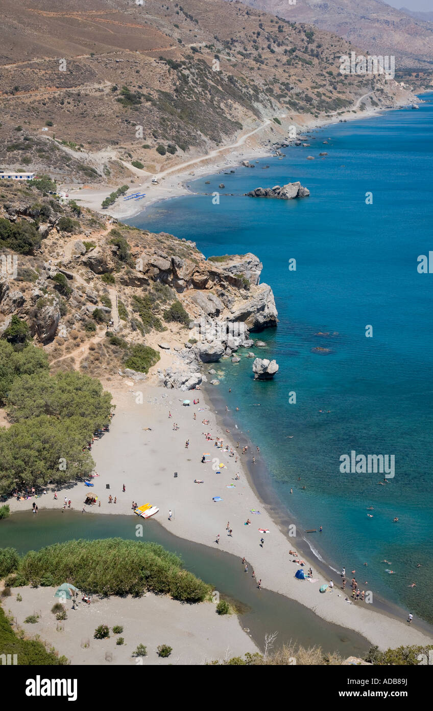 The river Kourtaliotis (at the bottom) flowing into the Mediterranean ...