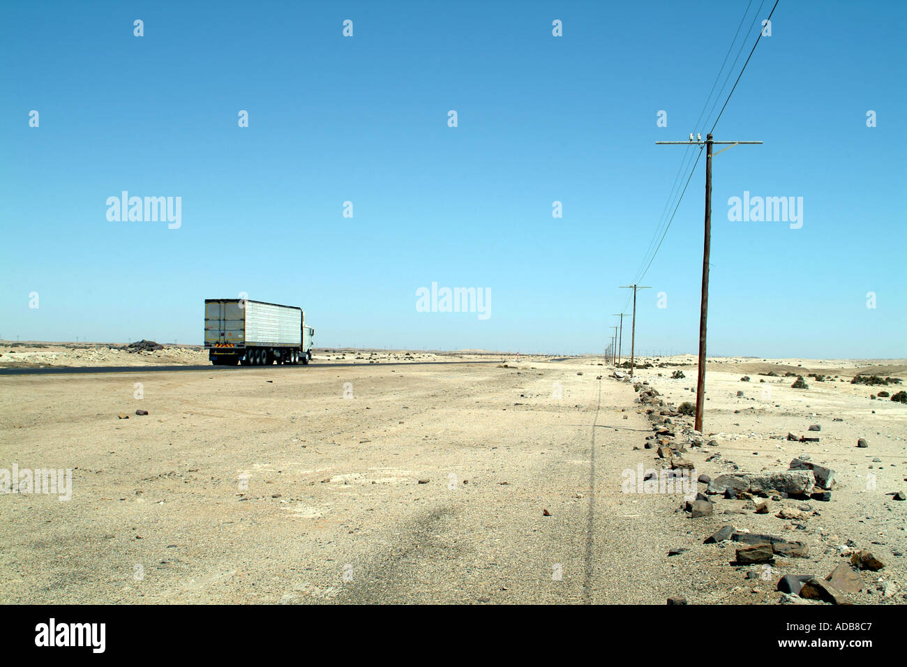 Lorry on B1 Trans Kalahari Highway Namibia Southern Africa Stock Photo ...