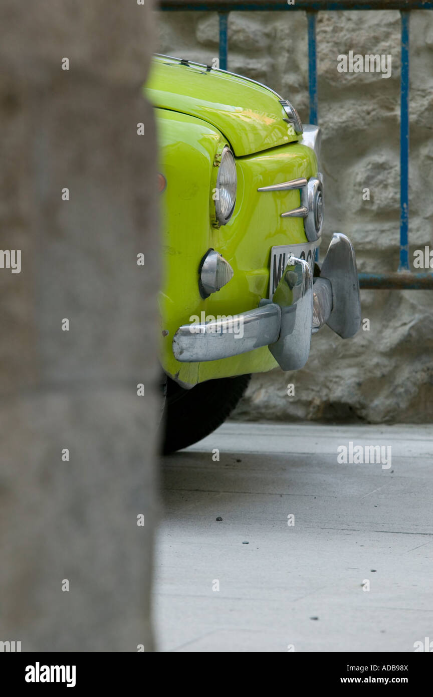 Pea green Fiat 600 car parked in street Stock Photo - Alamy