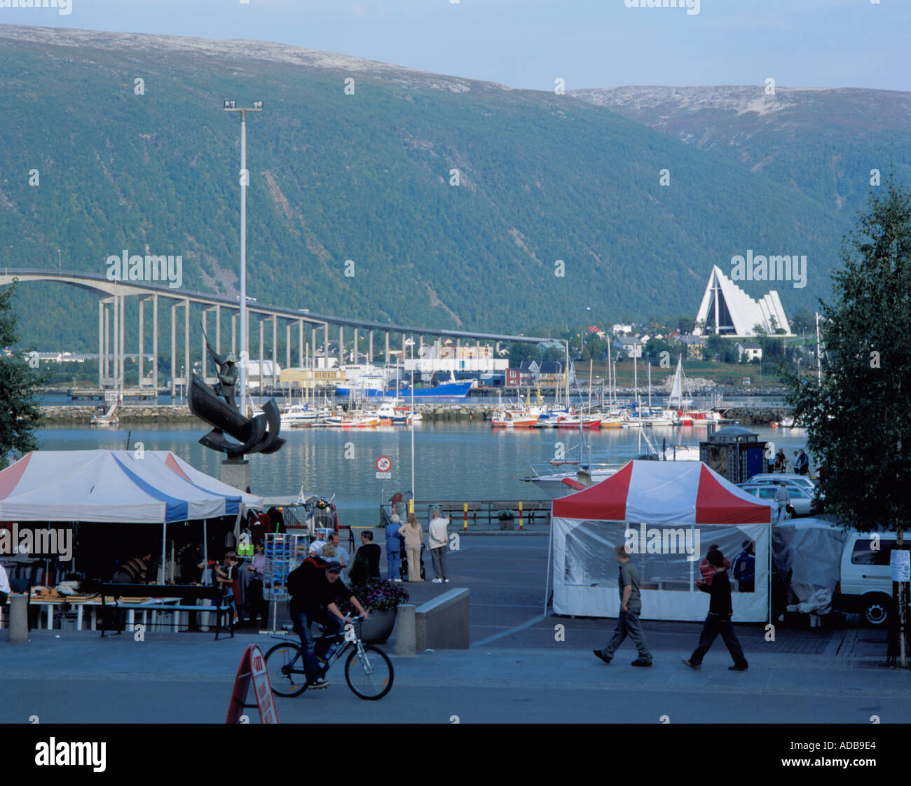 Torget (Market Place) and harbour, with road bridge and ...