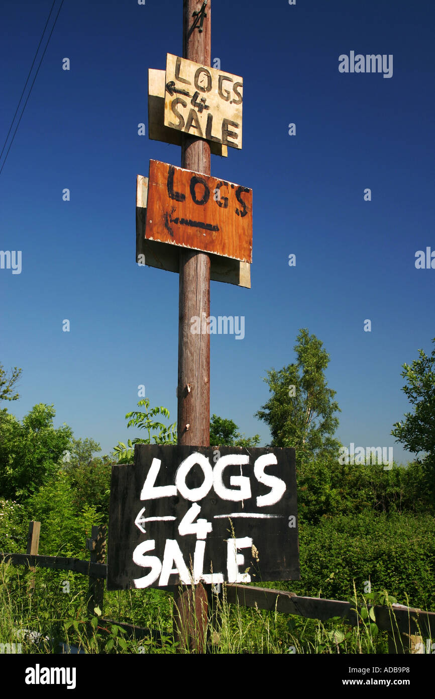 Logs for Sale sign near Harefield Middlesex London United Kingdom Stock ...