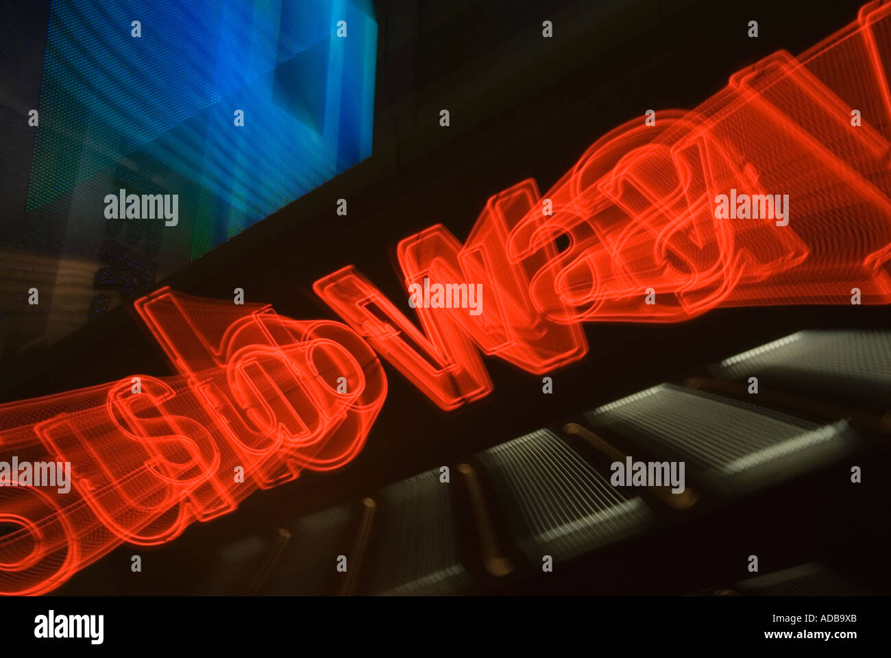 Neon Subway Sign in Times Square Stock Photo - Alamy