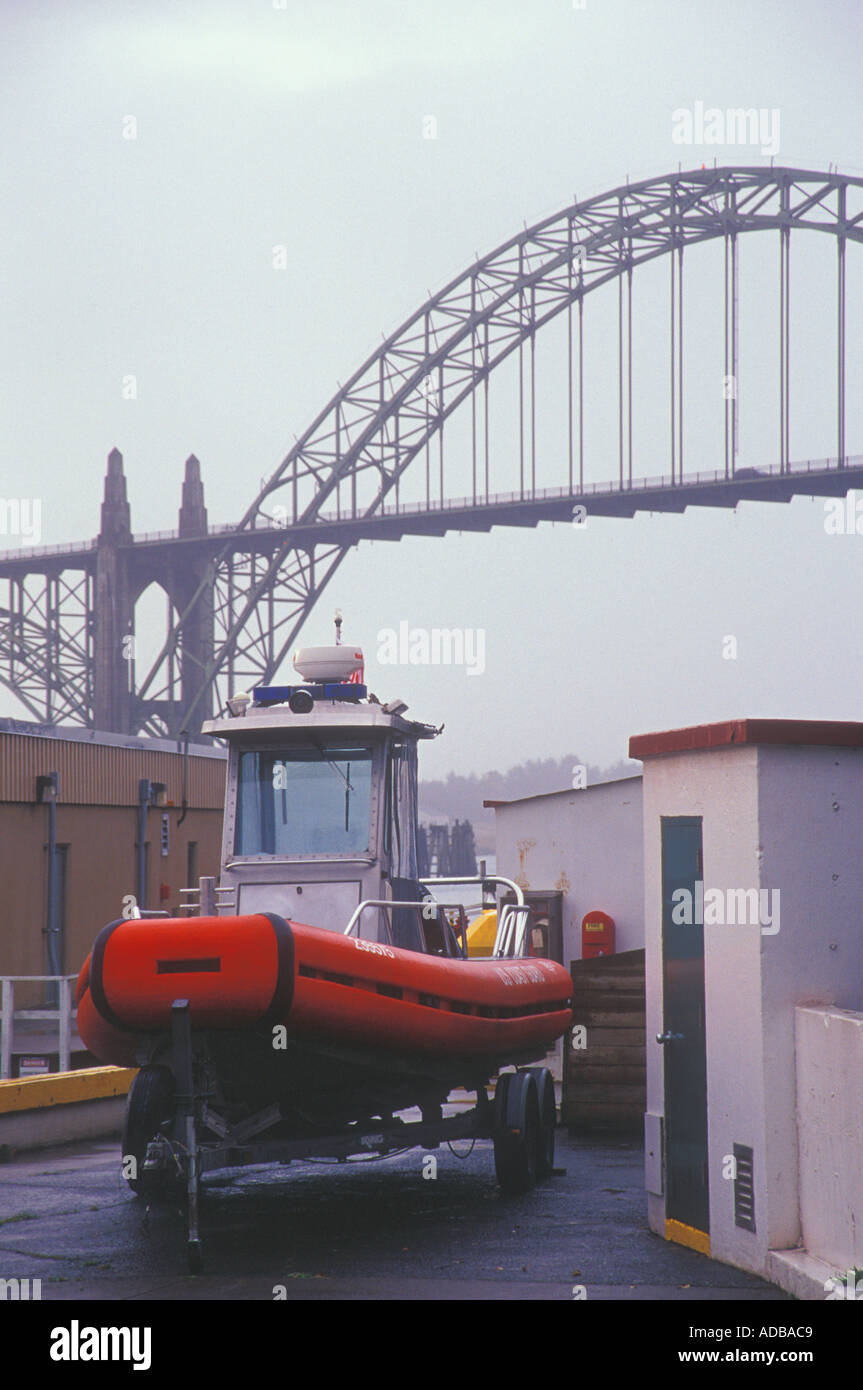 Coast guard boat and Yaquina Bay bridge Oregon Stock Photo - Alamy