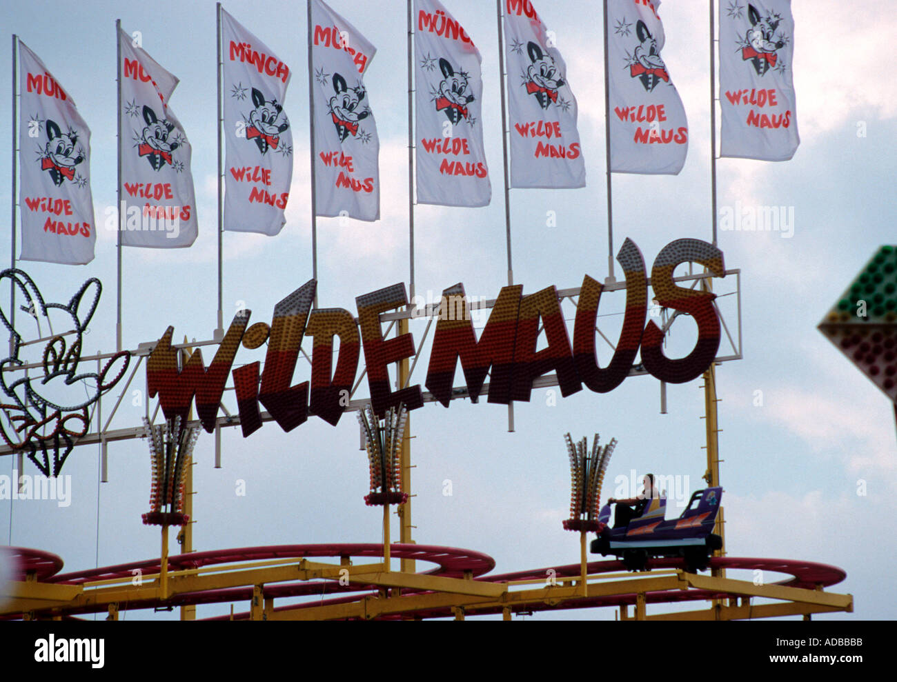 Roller coaster wilde maus at the oktoberfest in munich hi-res stock ...