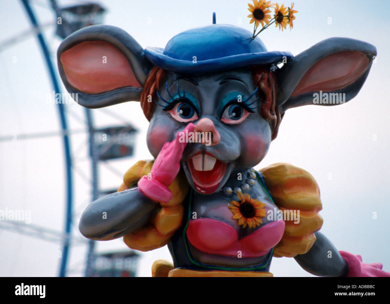 Fun mouse inviting for a ride on the roller coaster at the Octoberfest ...