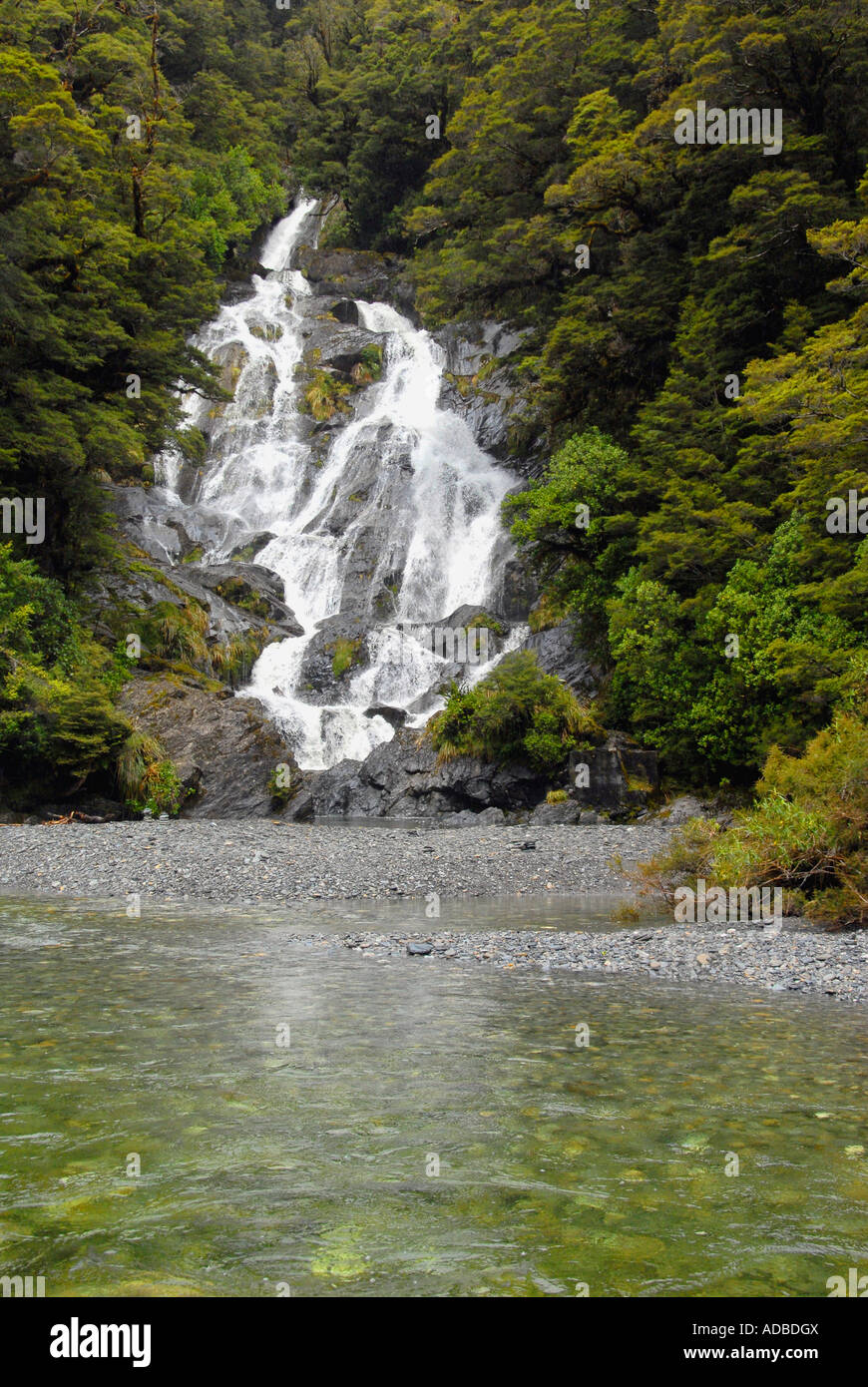 Fantail Falls Haast Pass South Island New Zealand Stock Photo - Alamy